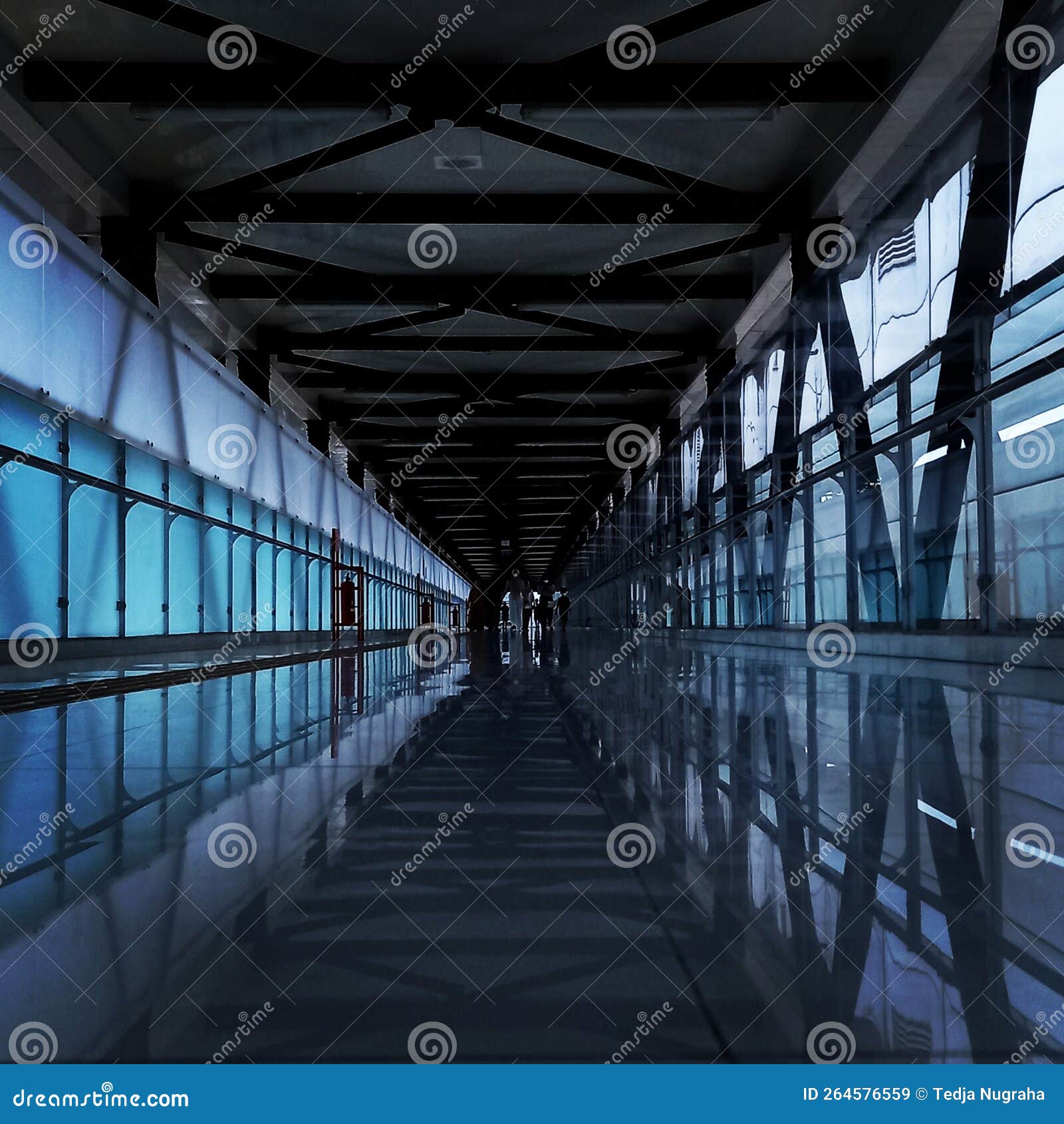 A Long Hallway at the Bus Station Stock Image - Image of black, line ...