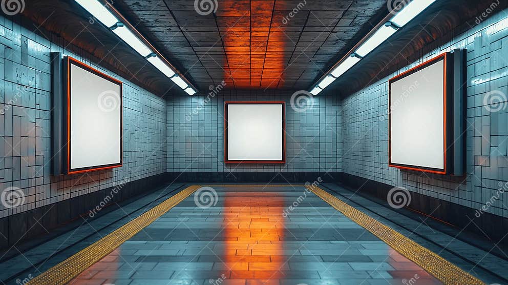 Long Hallway Featuring a Large Screen on the Wall in a Modern Interior ...