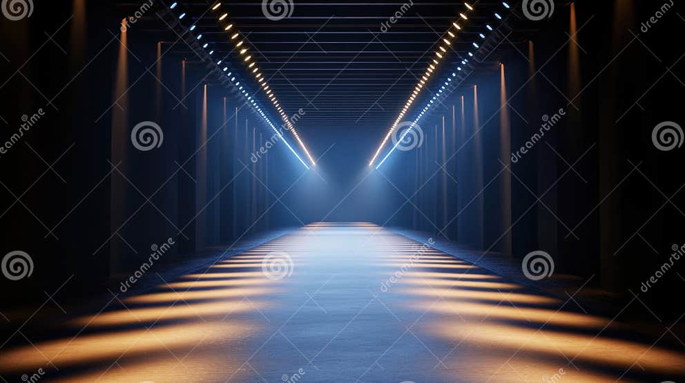A Long Hallway with Lights on the Sides Stock Illustration ...