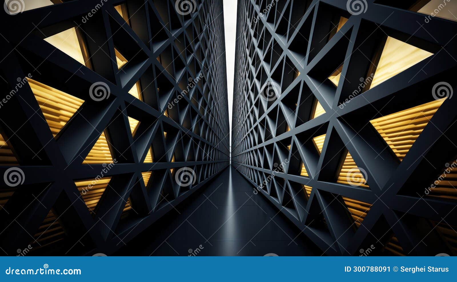 Long Hallway With Rows Of Servers, A View Into A High-Tech Data Center ...
