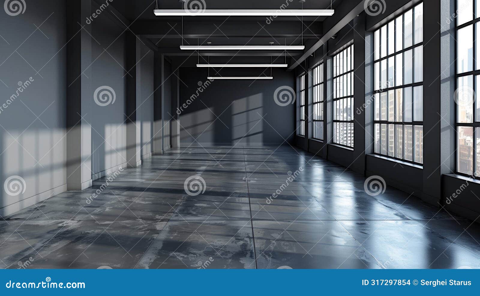 A Long Hallway with a Lot of Windows and Some Floors, AI Stock Photo ...
