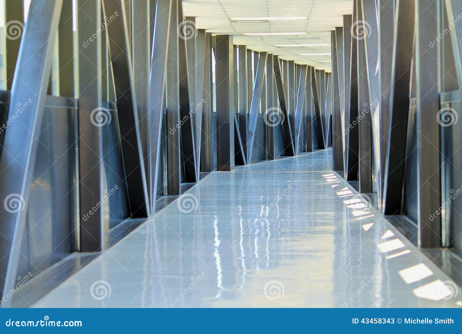 Long Hallway that Disappears Around the Corner Stock Image - Image of ...