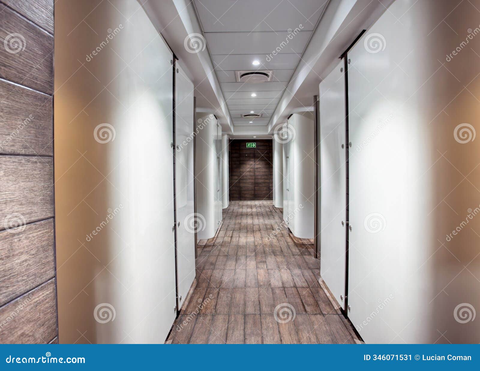 A Long Hallway Featuring A Curved White Bench Along One Wall Royalty-Free Stock Image ...