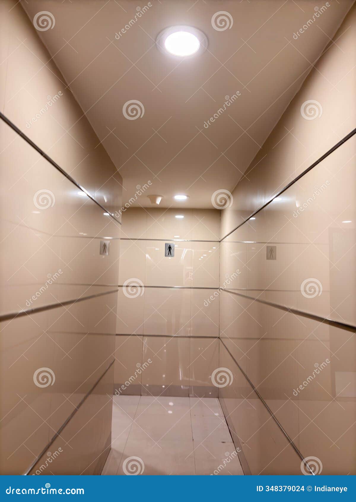A Long Hallway with White Walls and a Row of Urinals Stock Illustration ...