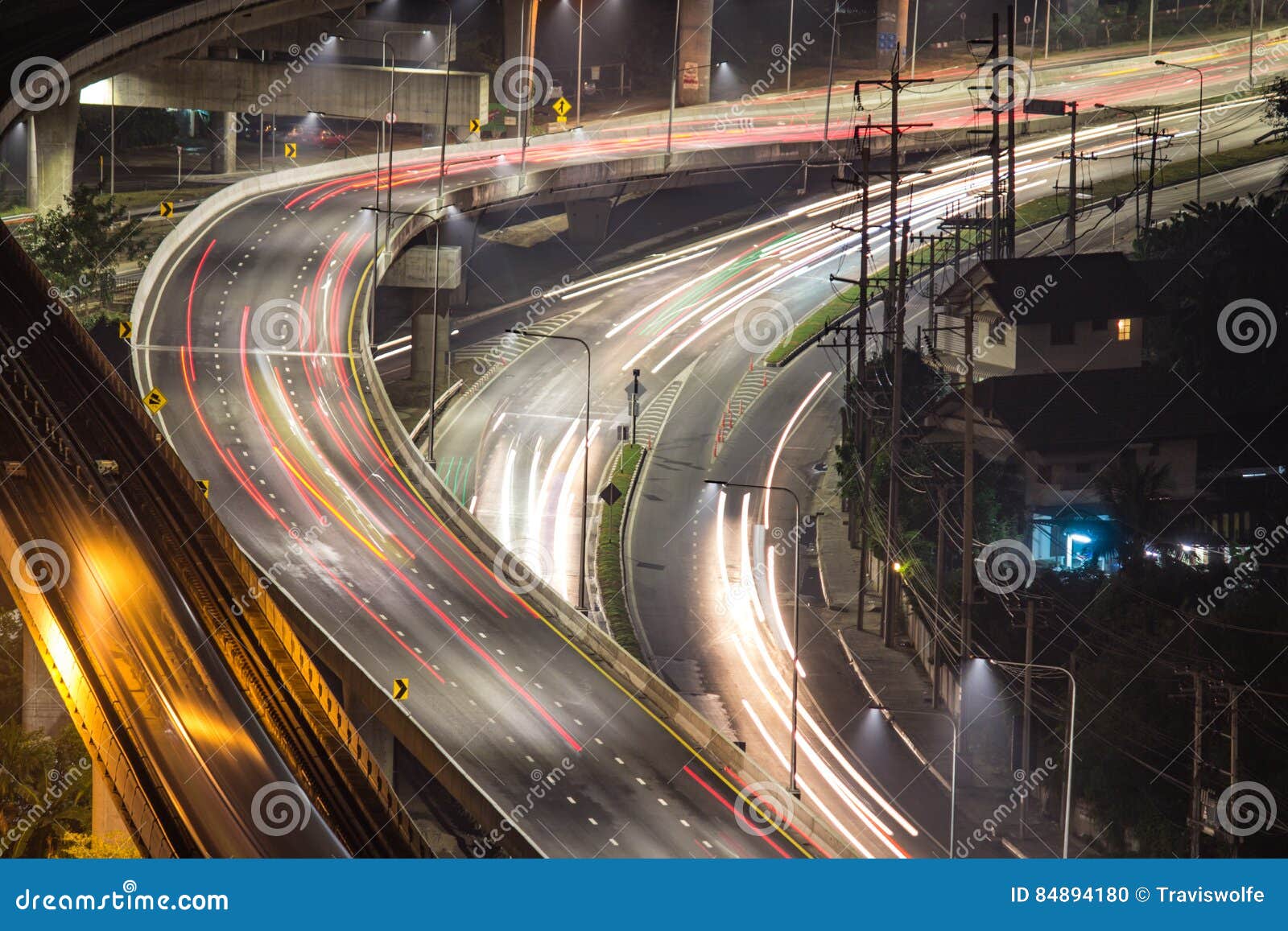 This Long Highway Corner Shows Twilight Traffic Moving Quickly T Stock ...