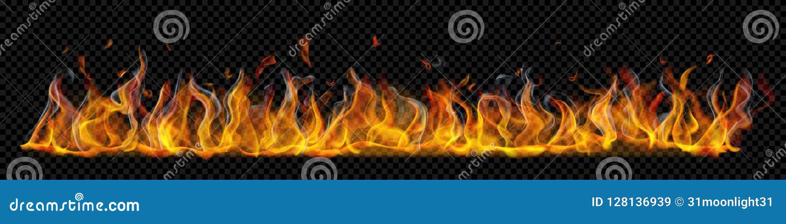 Horizontal Fire Flame For Light Background Vector Illustration ...