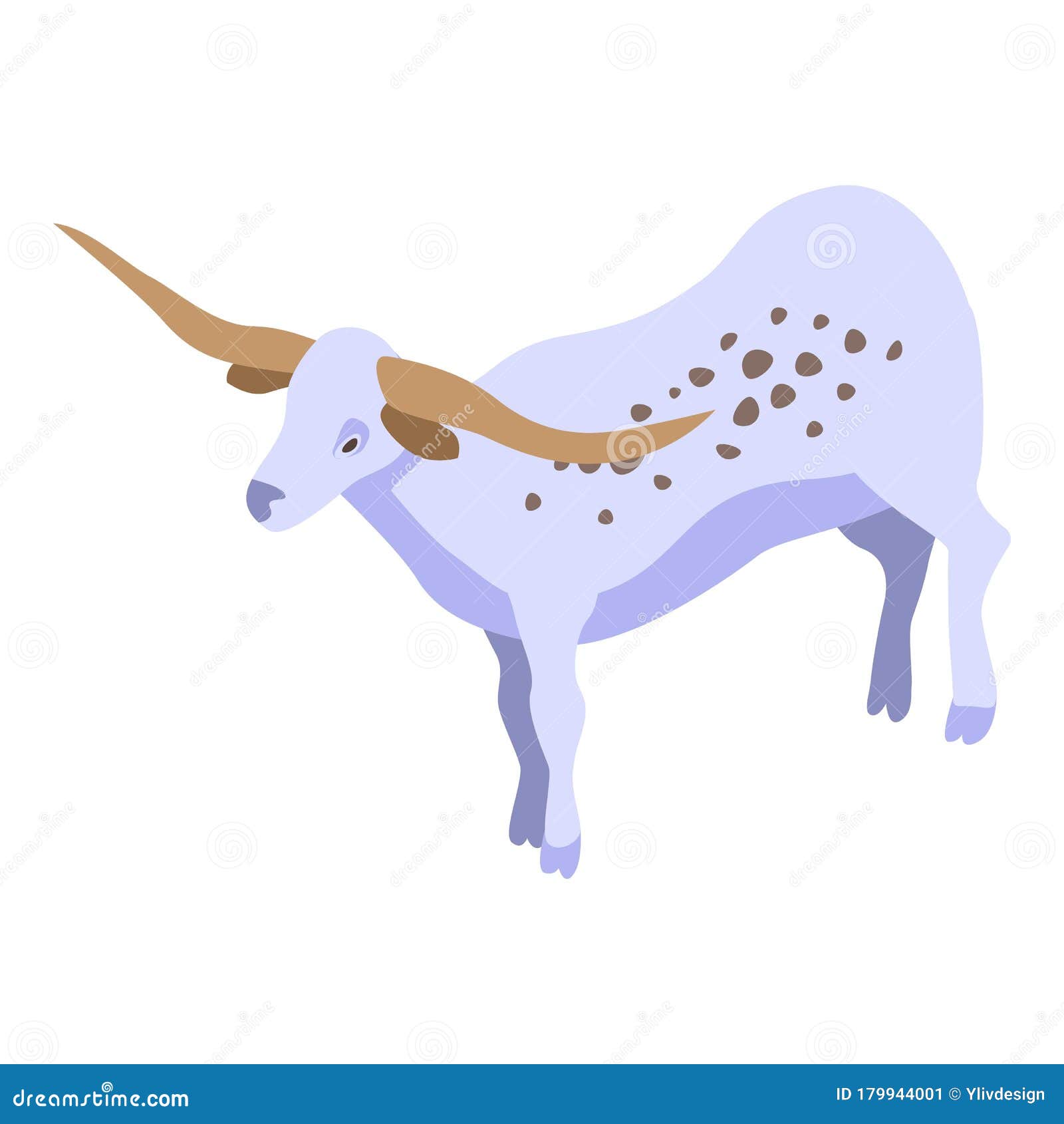 Long Horns Cow Icon, Isometric Style Stock Vector - Illustration of ...