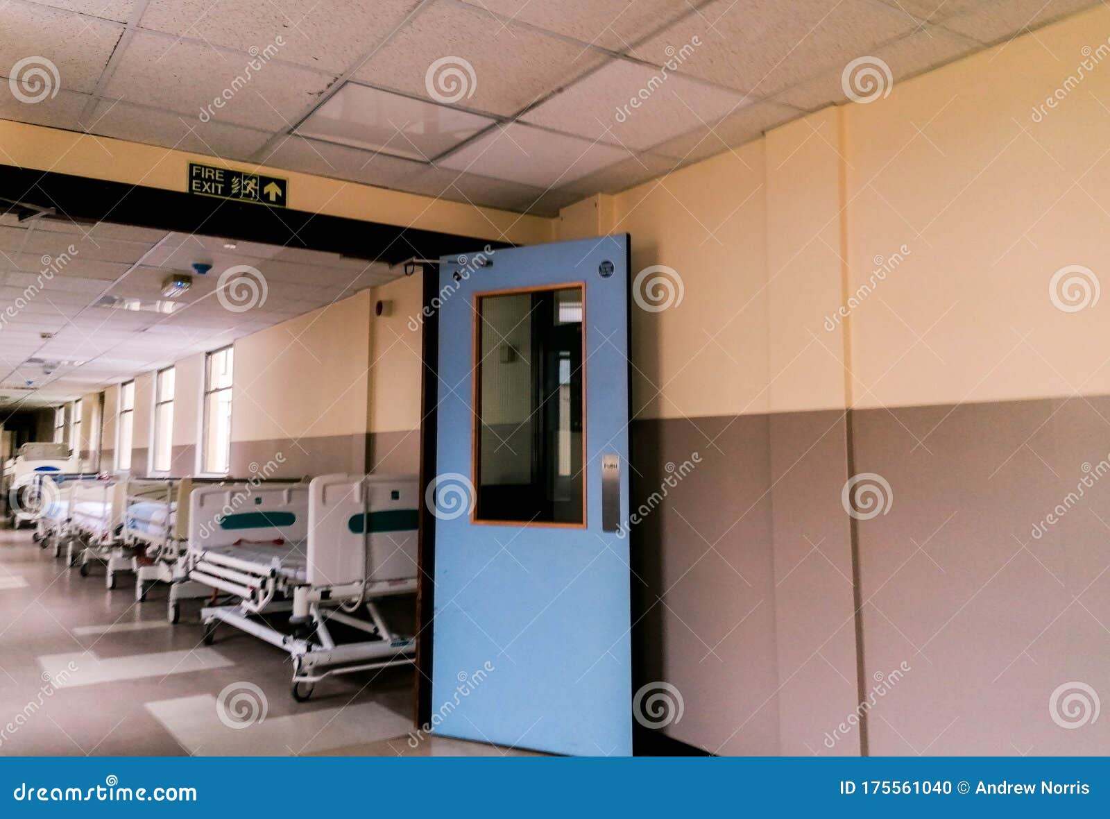 Long Hospital Corridor stock photo. Image of care, edit - 175561040