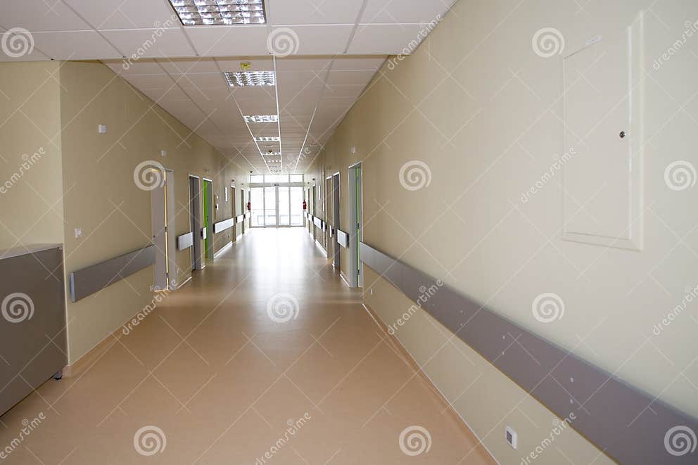 Long hospital hallway stock photo. Image of floor, hospital - 18555602