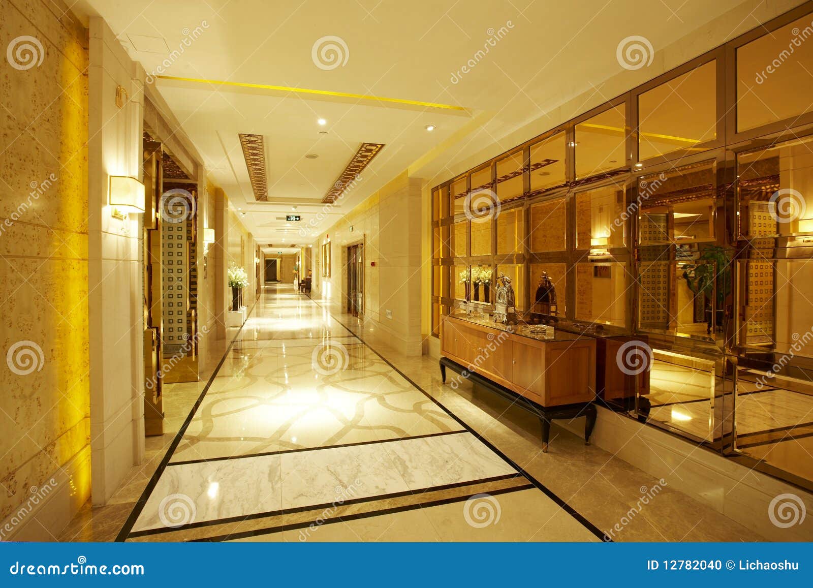Long hotel corridor stock photo. Image of luxurious, long - 12782040