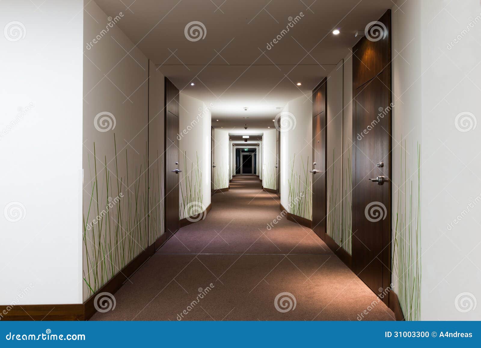 Long hotel corridor stock photo. Image of ceiling, house - 31003300
