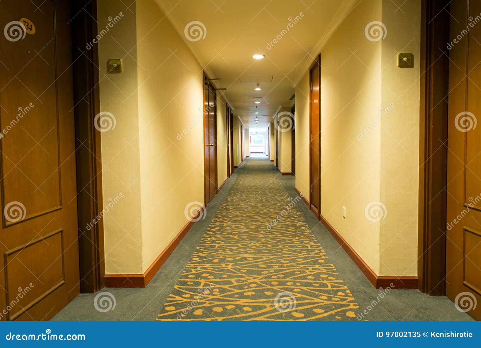 Long hotel corridor stock image. Image of passageway - 97002135