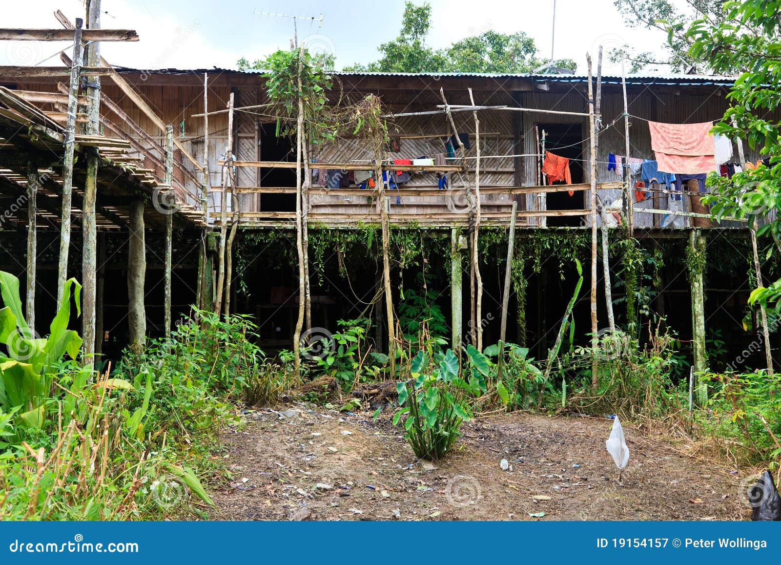 Iban Tribe Longhouse In Sarawak, Borneo Stock Photography ...