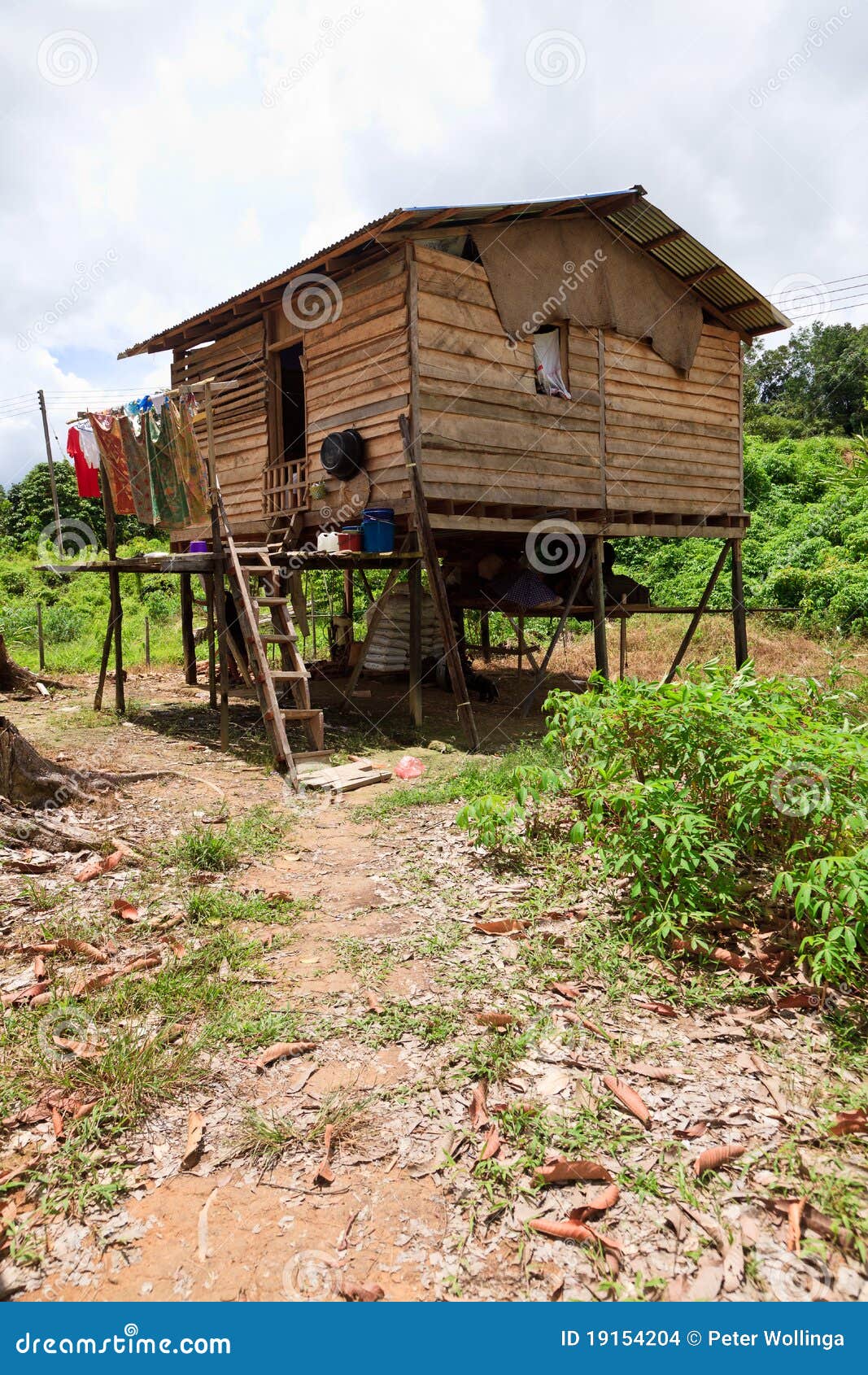 Iban Tribe Longhouse In Sarawak, Borneo Stock Photography ...