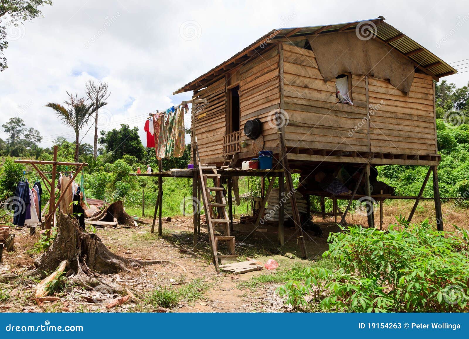 Iban Tribe Longhouse In Sarawak, Borneo Stock Photography ...