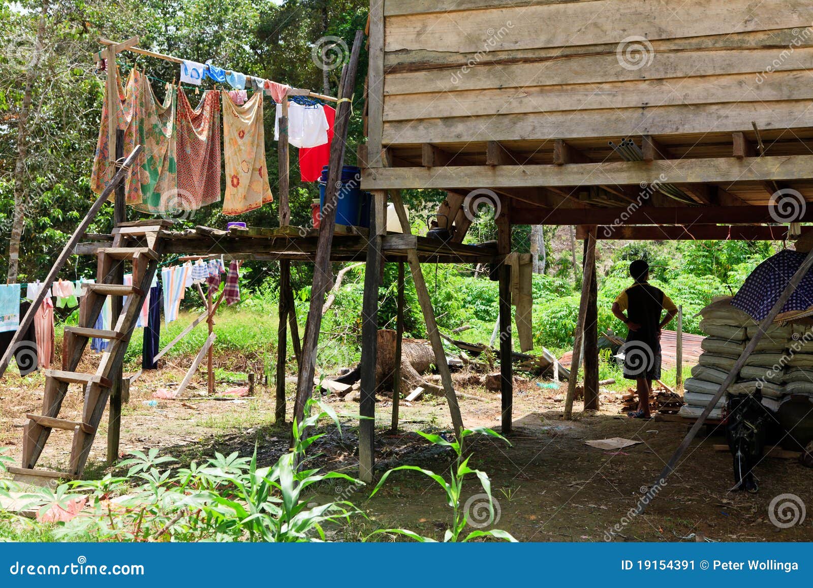 Iban Tribe Longhouse In Sarawak, Borneo Stock Photography ...