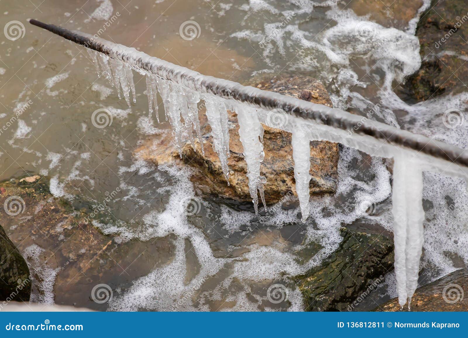 Long icicles frozen stock image. Image of glacial, icicles - 136812811