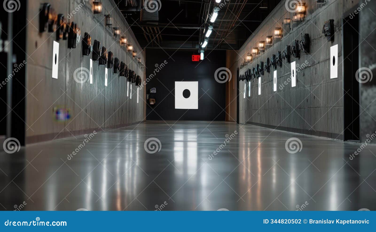 Long Indoor Shooting Range with Multiple Targets in View Stock Photo ...