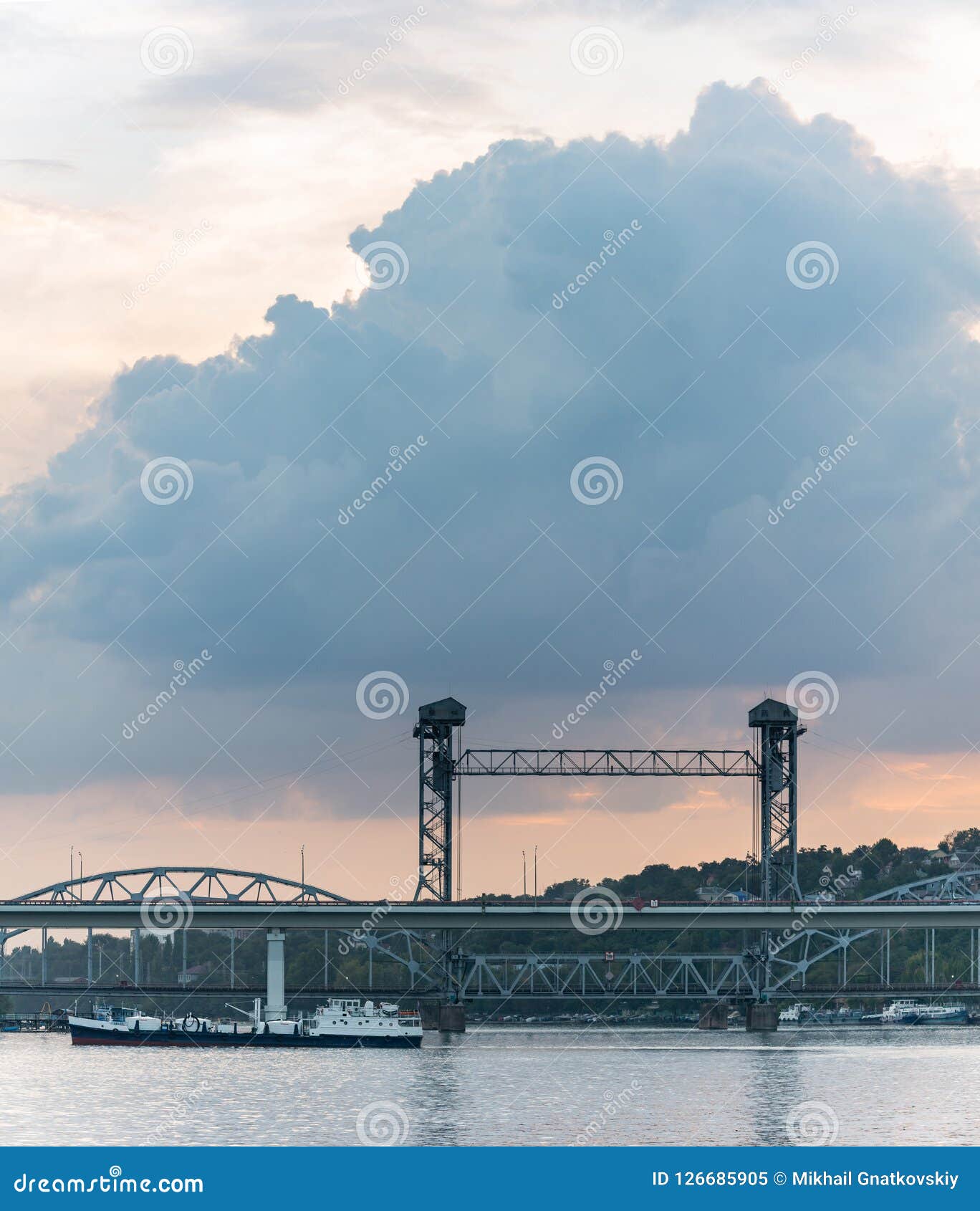 Long Iron Railroad Drawbridge Over a River Stock Image - Image of ...