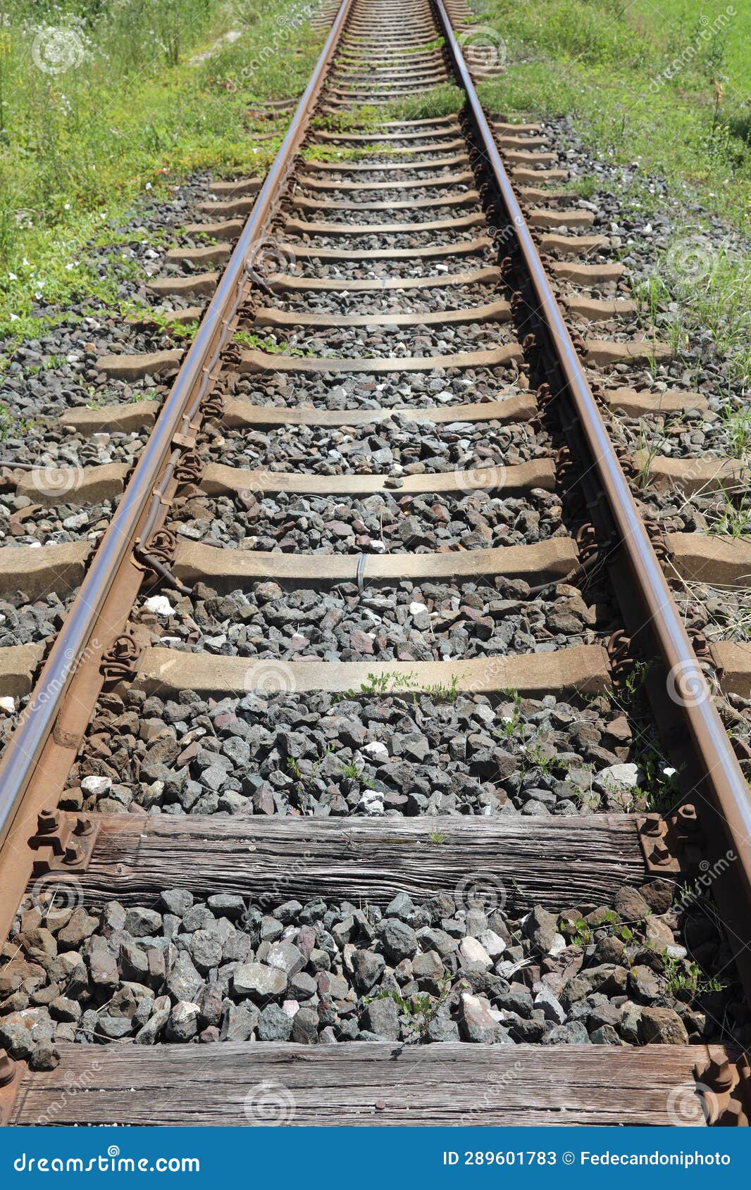 Long Iron Train Rail Tracks To Infinity with No People Stock Image ...