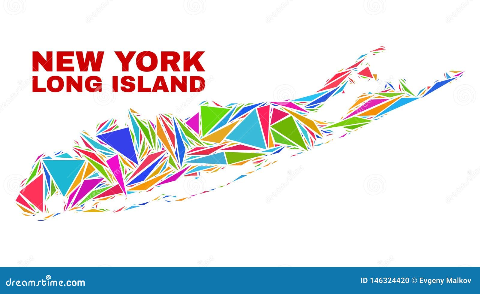Long Island Map - Mosaic of Color Triangles Stock Vector - Illustration ...