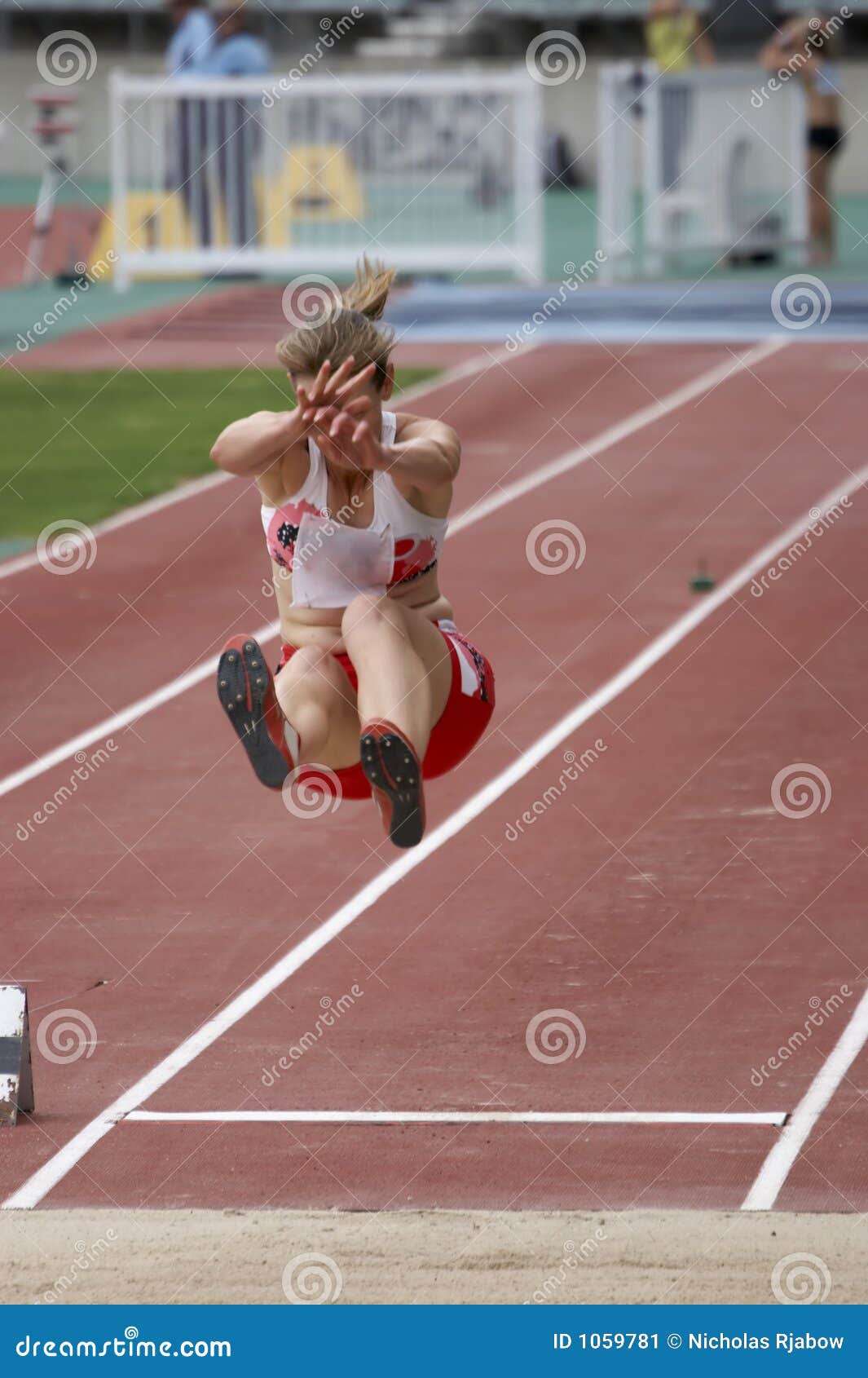 Long Jump stock image. Image of female, jump, studs, lane - 1059781