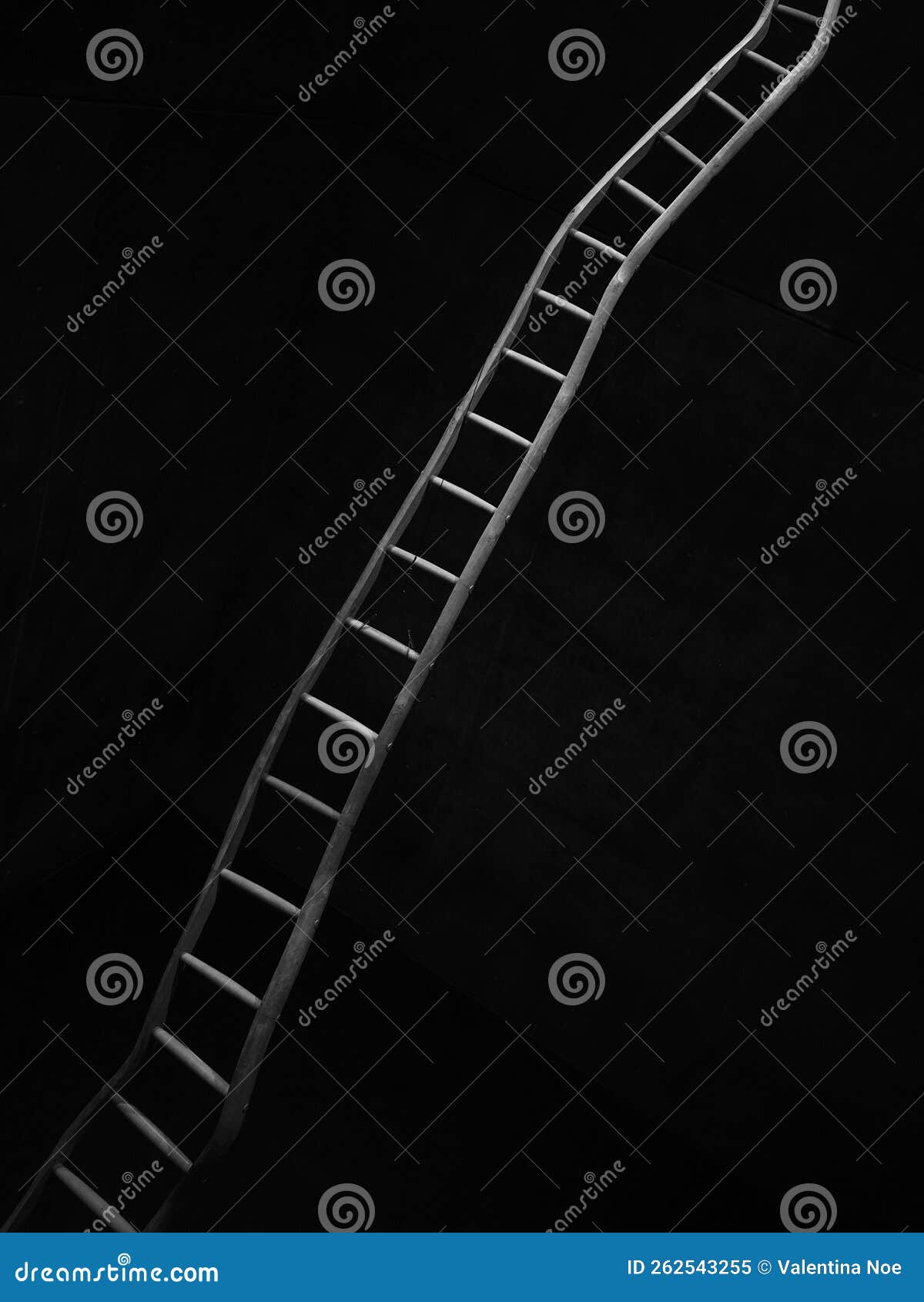 A Long Ladder. A Person Climbing A Ladder. Go Up. Aspirational Concept ...