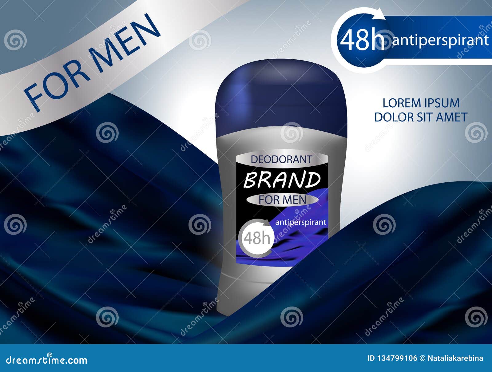 Long-lasting Deodorant Antiperspirant for Men in Grey Packaging. Vector ...