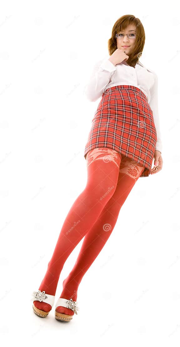 Long Legs and Checkered Skirt Stock Image - Image of isolated ...
