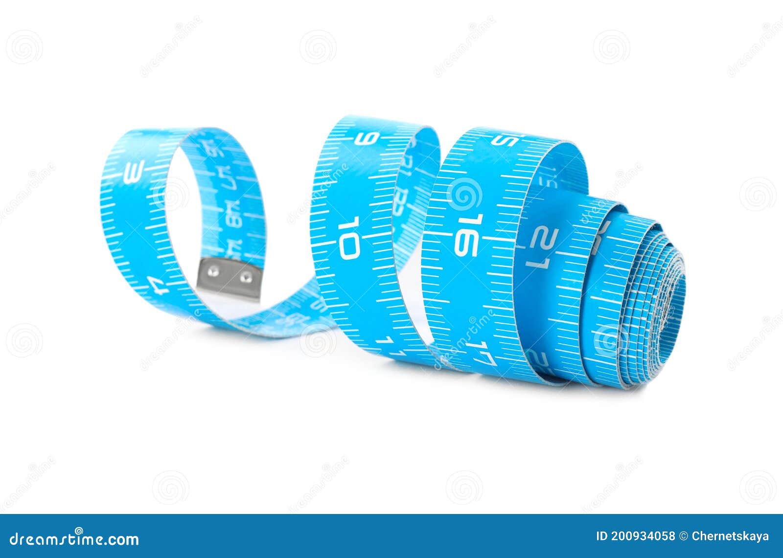 Long Light Blue Measuring Tape Isolated on White Stock Photo - Image of ...