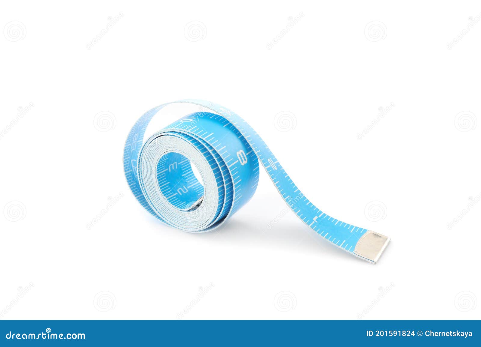Long Light Blue Measuring Tape Isolated on White Stock Photo - Image of ...