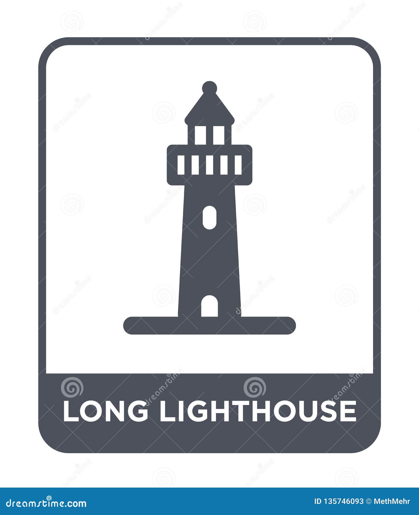 Long Lighthouse Icon in Trendy Design Style. Long Lighthouse Icon ...