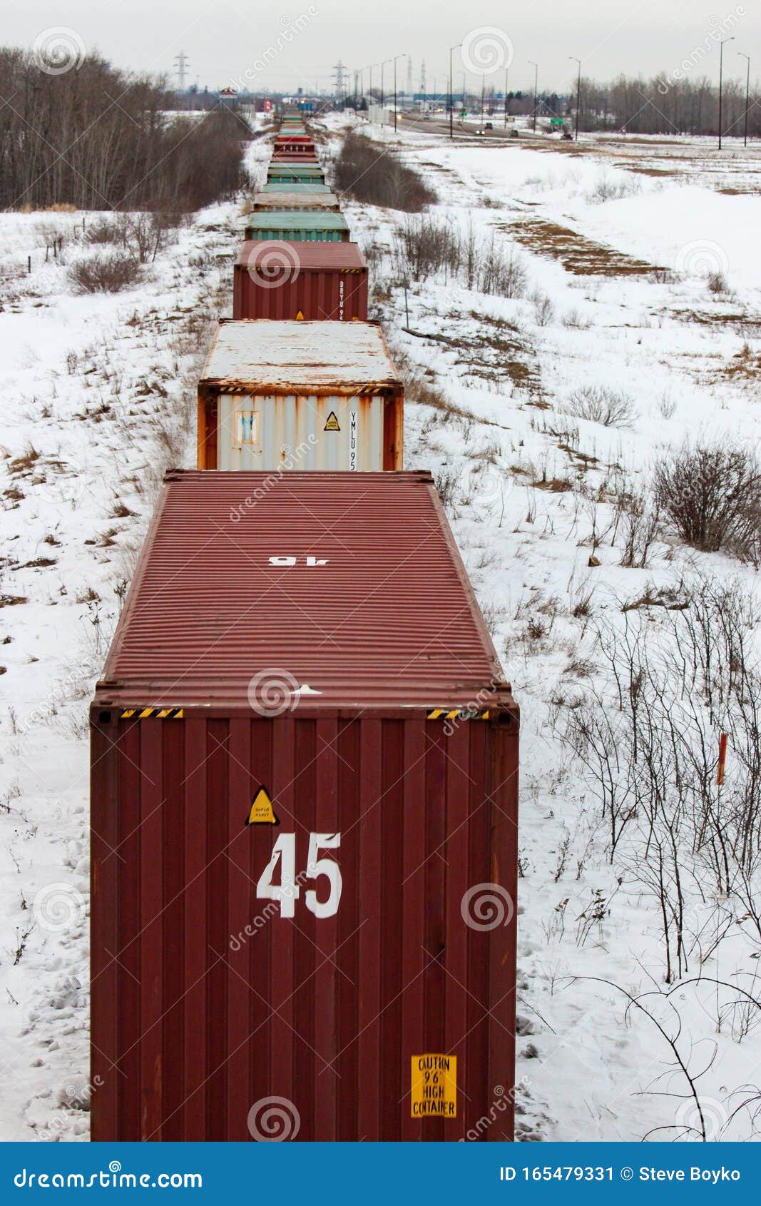 Long Line of Rusty Containers on Train Stock Image - Image of tracks ...
