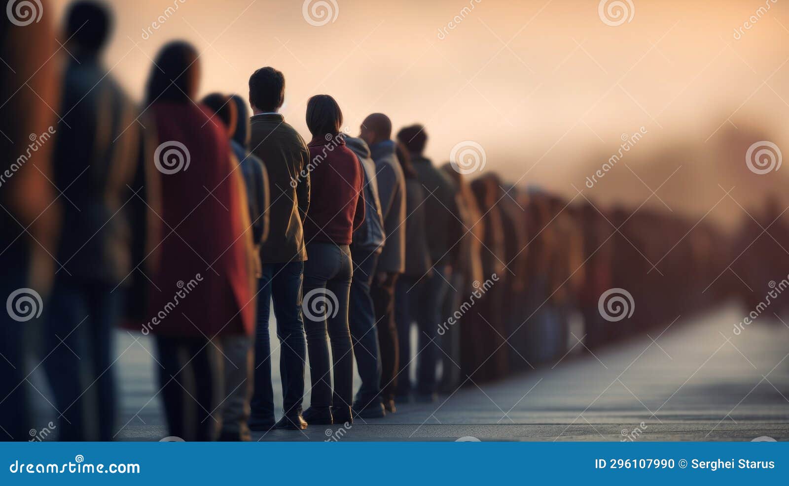 A Long Line of People Standing in a Row, AI Stock Photo - Image of life ...