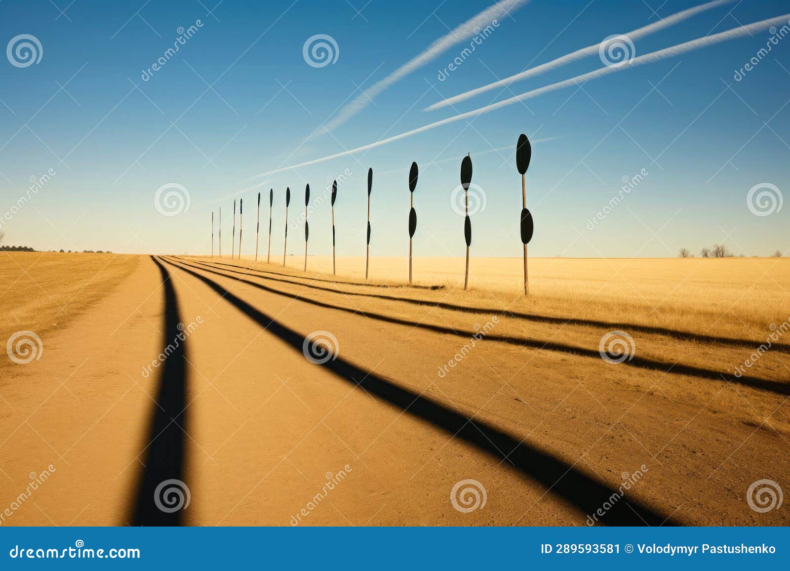 Long Line of Poles in the Middle of Desert. Generative AI Stock Image ...