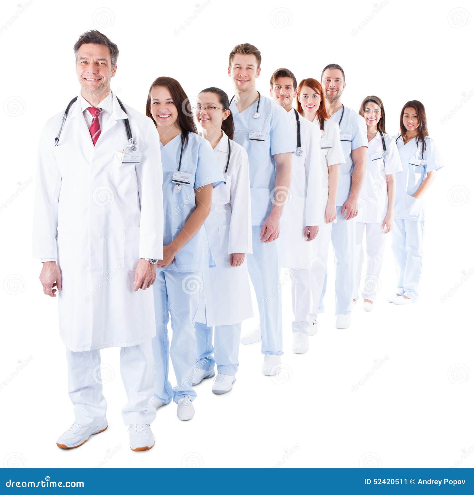 Long Line of Smiling Doctors and Nurses Stock Image - Image of happy ...