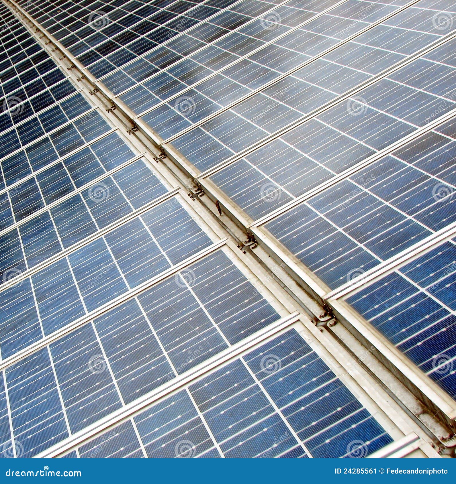 Long Line of Solar Panels To Produce Electricity Stock Image - Image of ...