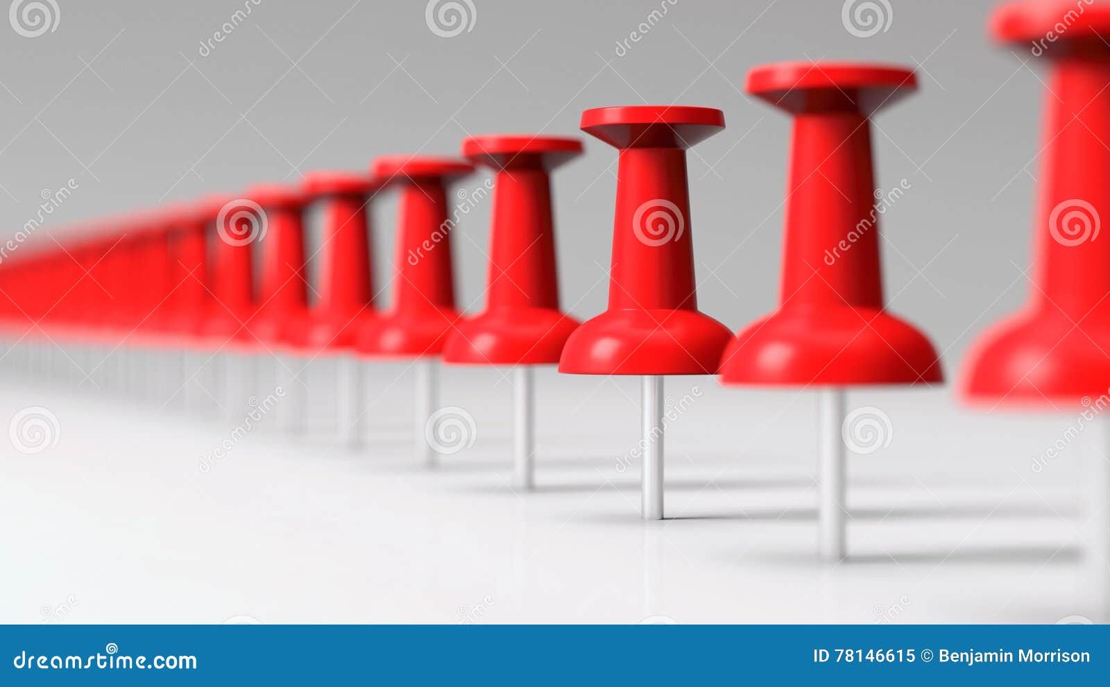 Long Line of Standing Thumbtacks Stock Illustration - Illustration of ...