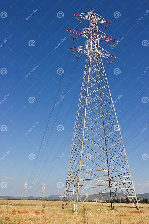 Long Lines of Powerline Tower Stock Photo - Image of structure, power ...