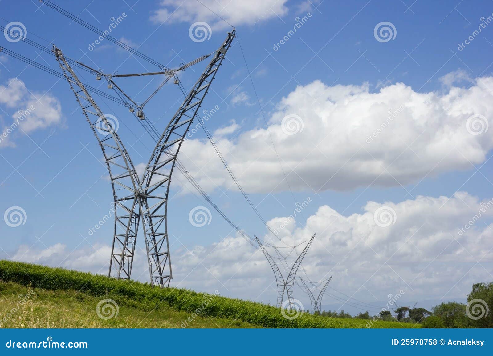 Long Lines of Powerline Towers Stock Photo - Image of group, metal ...