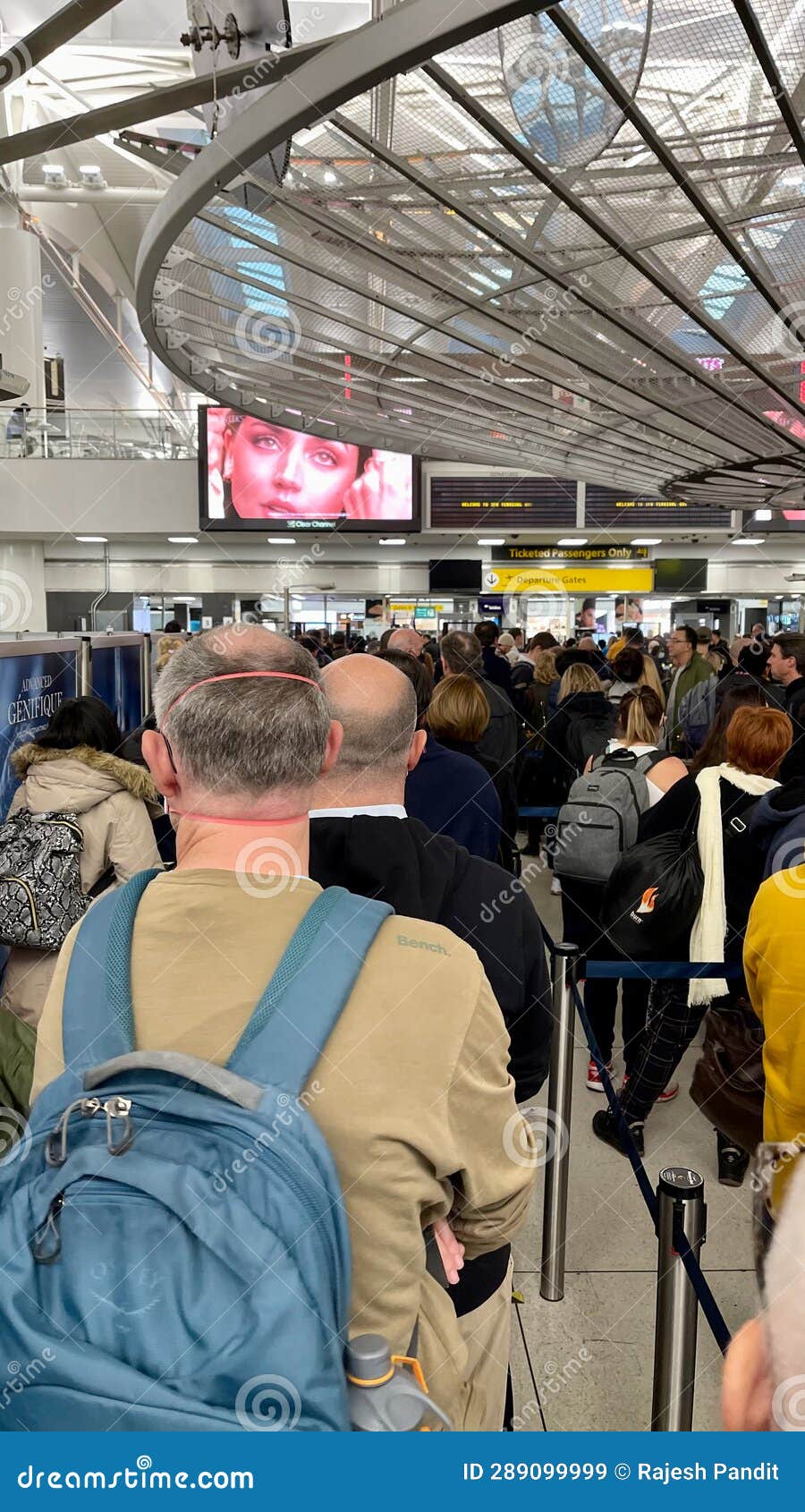 Long Lines at the Security Check in New York Airport Editorial Stock ...