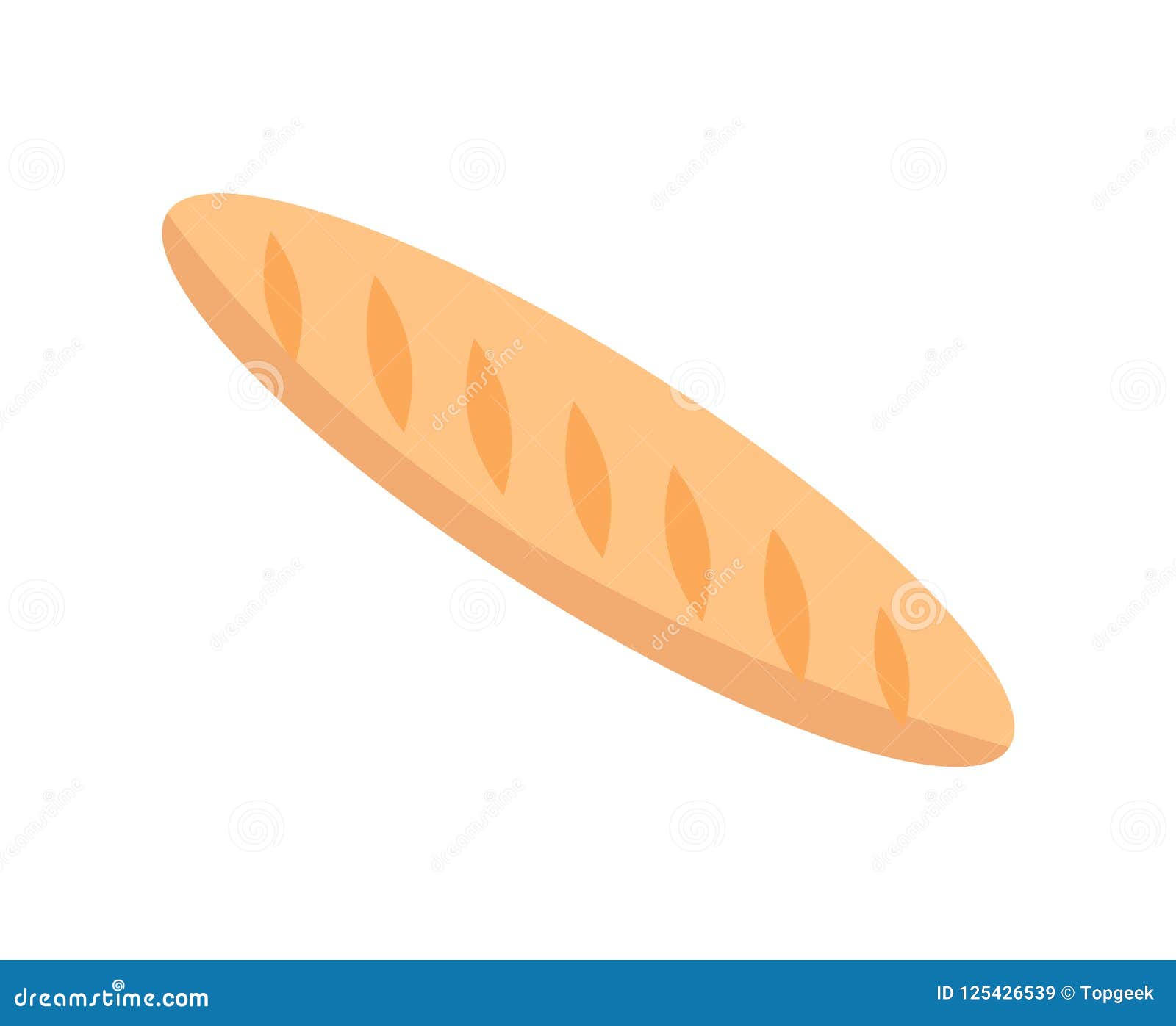 Long Loaf Baguette Thin French Bread Vector Icon Stock Vector ...