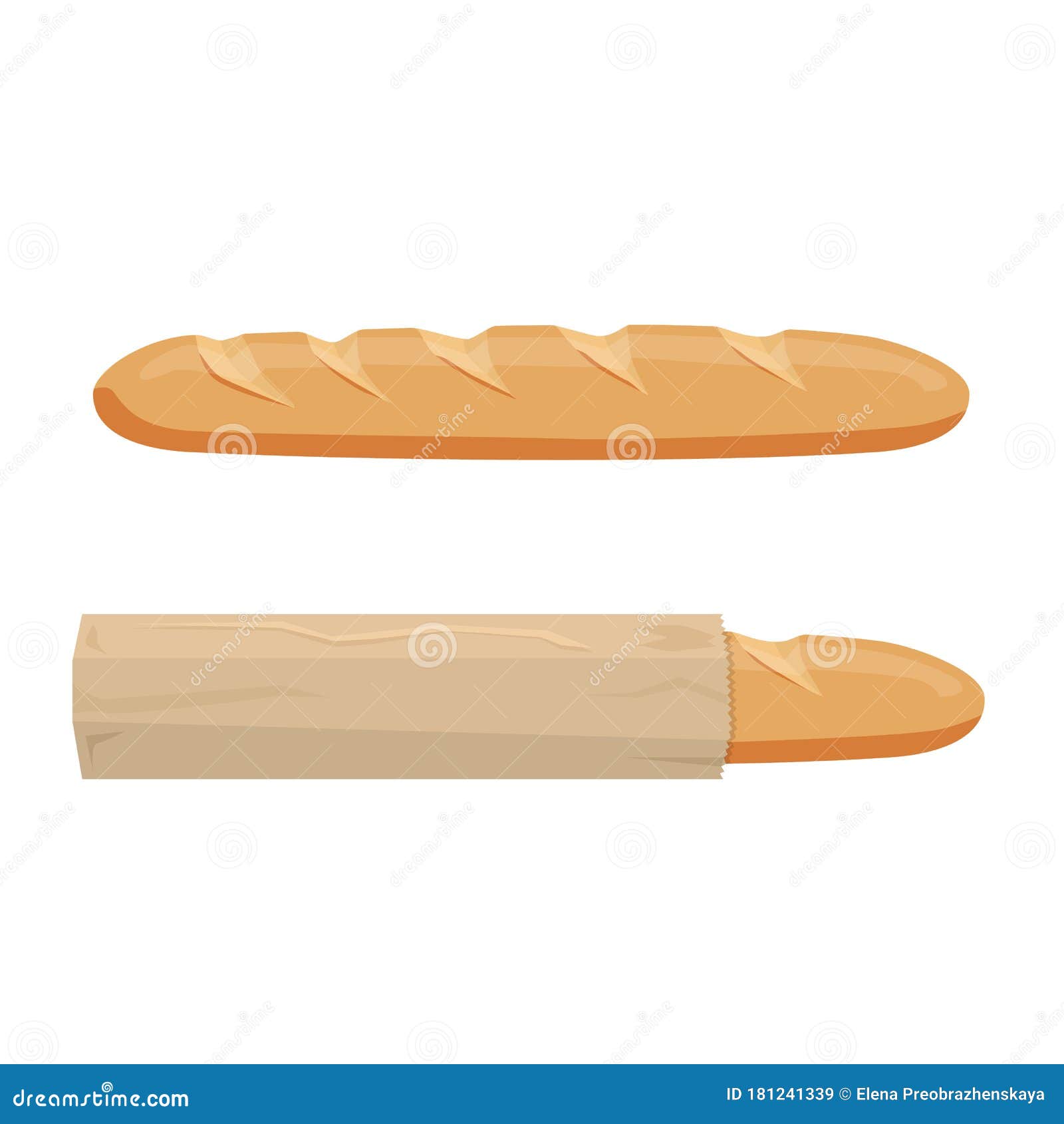 Long Loaf of Bread. Fresh Baguette, Vector Illustration Stock ...