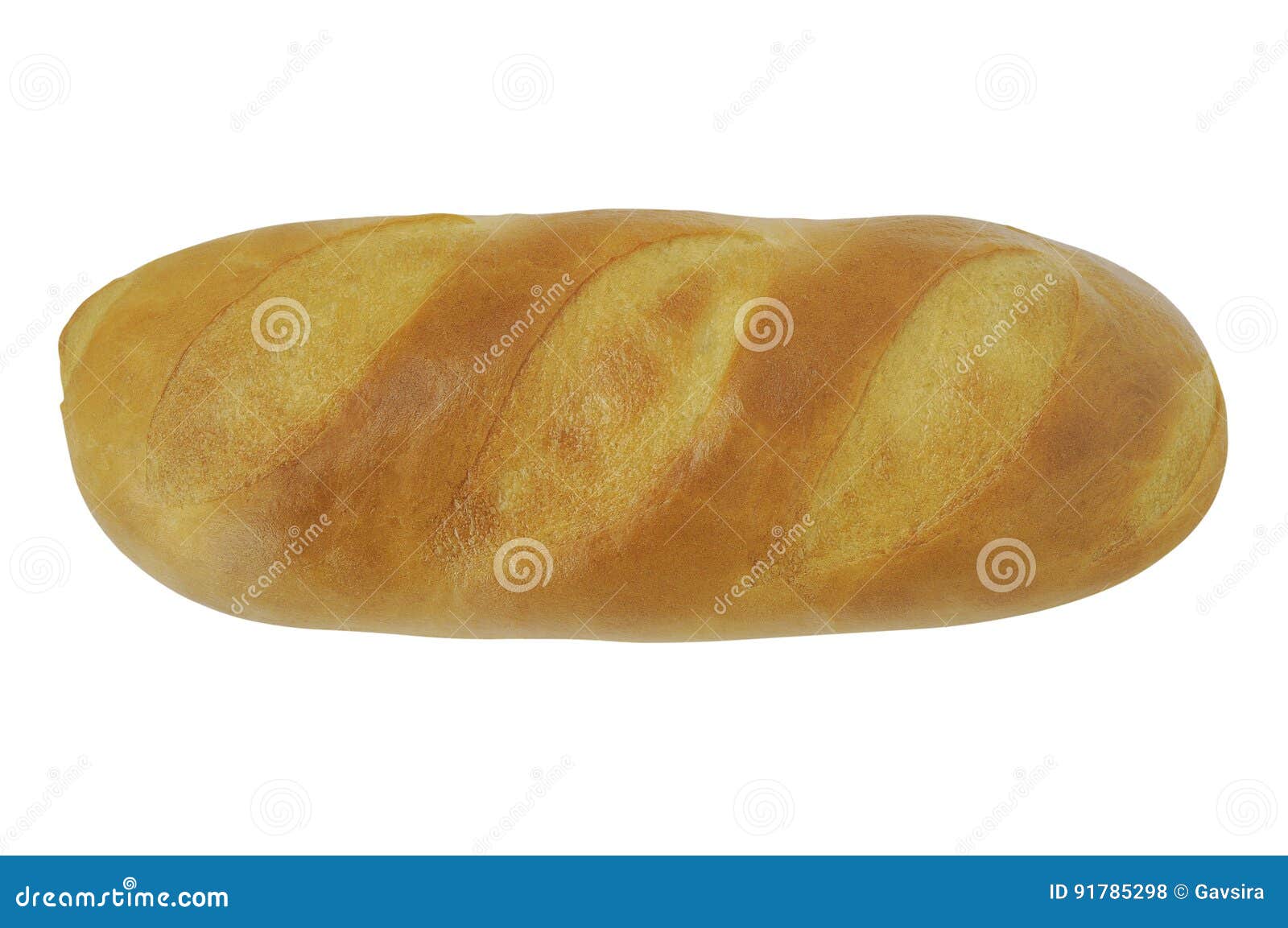 Long Loaf of Bread Isolated on White Background Top View Stock Photo ...