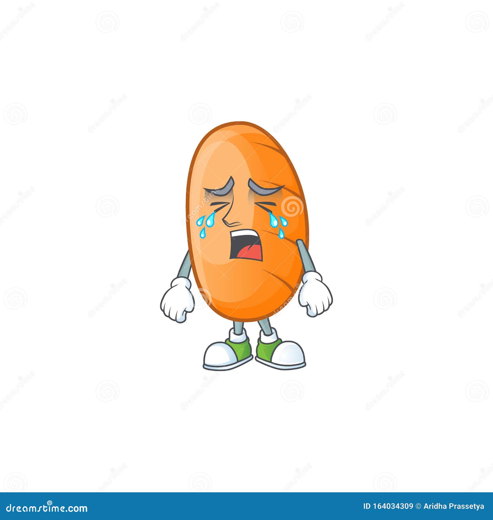Long Loaf Cartoon Character with Crying Mascot Stock Vector ...