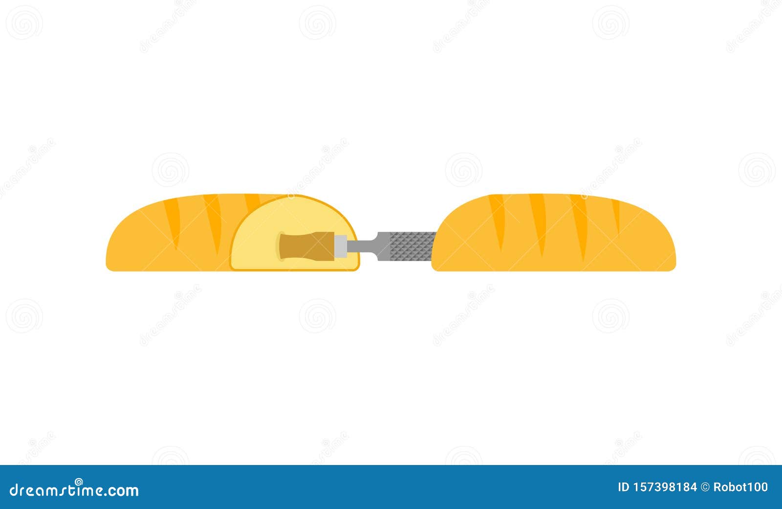Long Loaf with Rasp Inside. Bread and Carpentry File Stock Vector ...