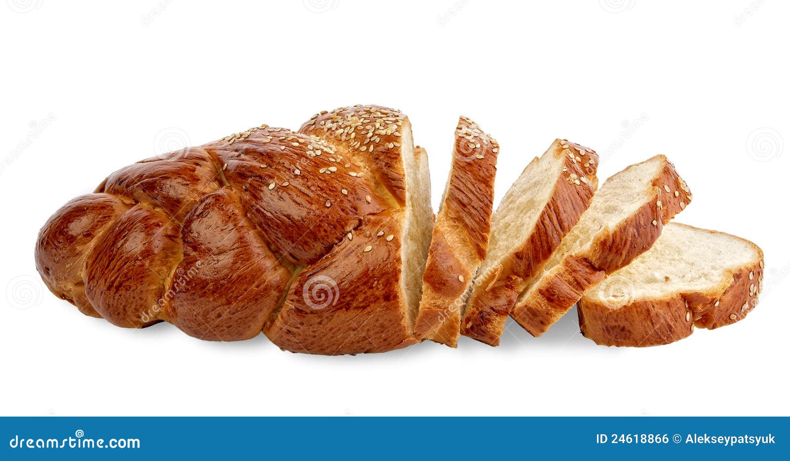 Long Loaf Sliced Bread. Isolated on White Stock Photo - Image of bake ...