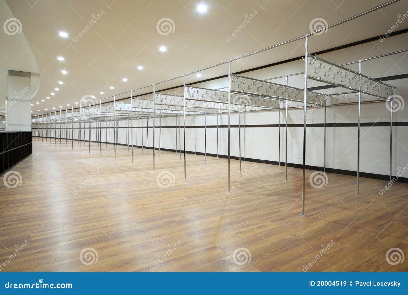 Long Locker Room with Sectors from Metallic Pipes Stock Image - Image ...