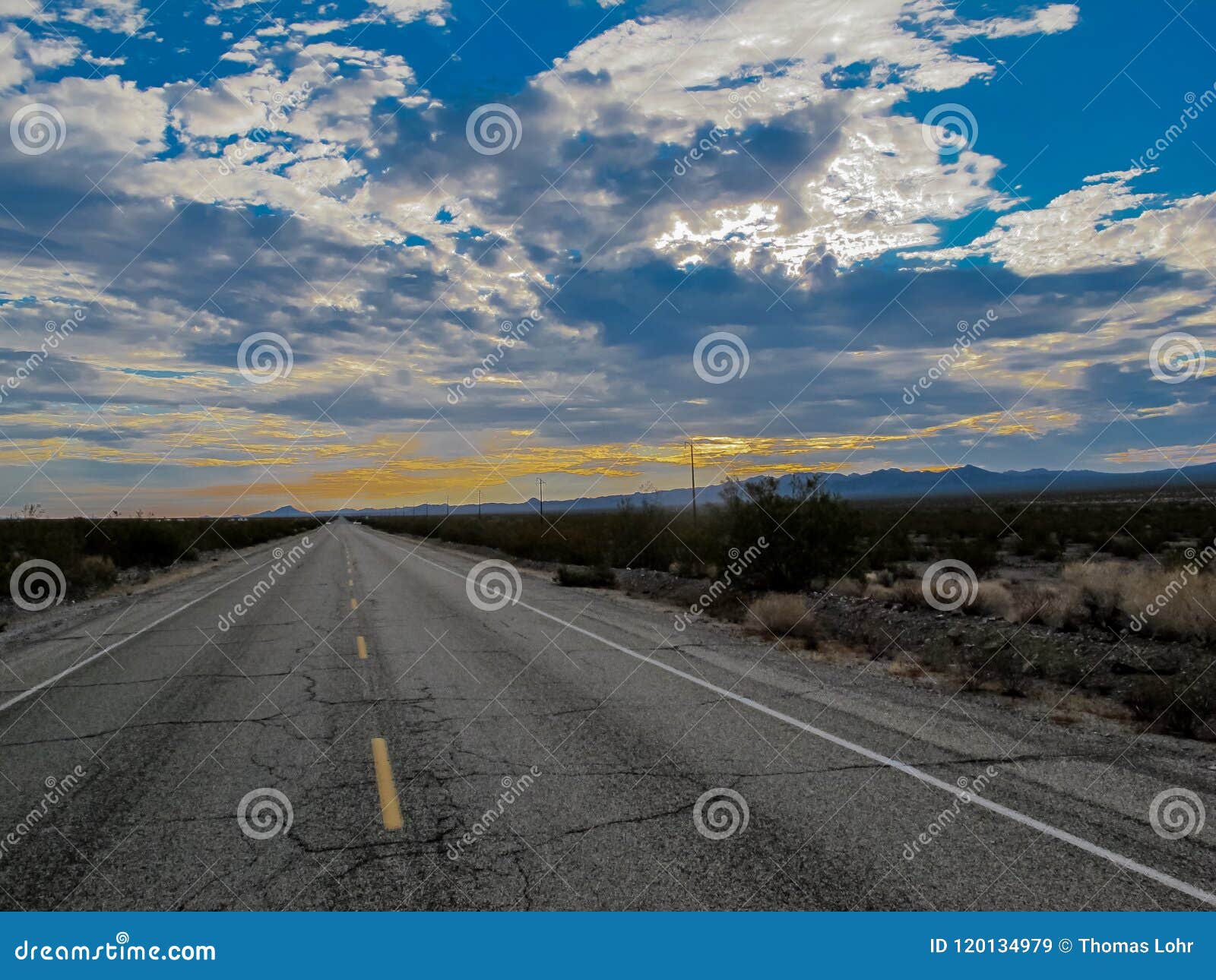 Lonesome Stretch of Highway at Sunset Stock Image - Image of highway ...