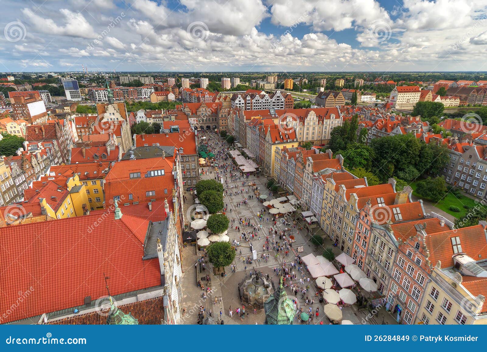 Long Market of Gdansk at Summer Time Stock Image - Image of cityscape ...